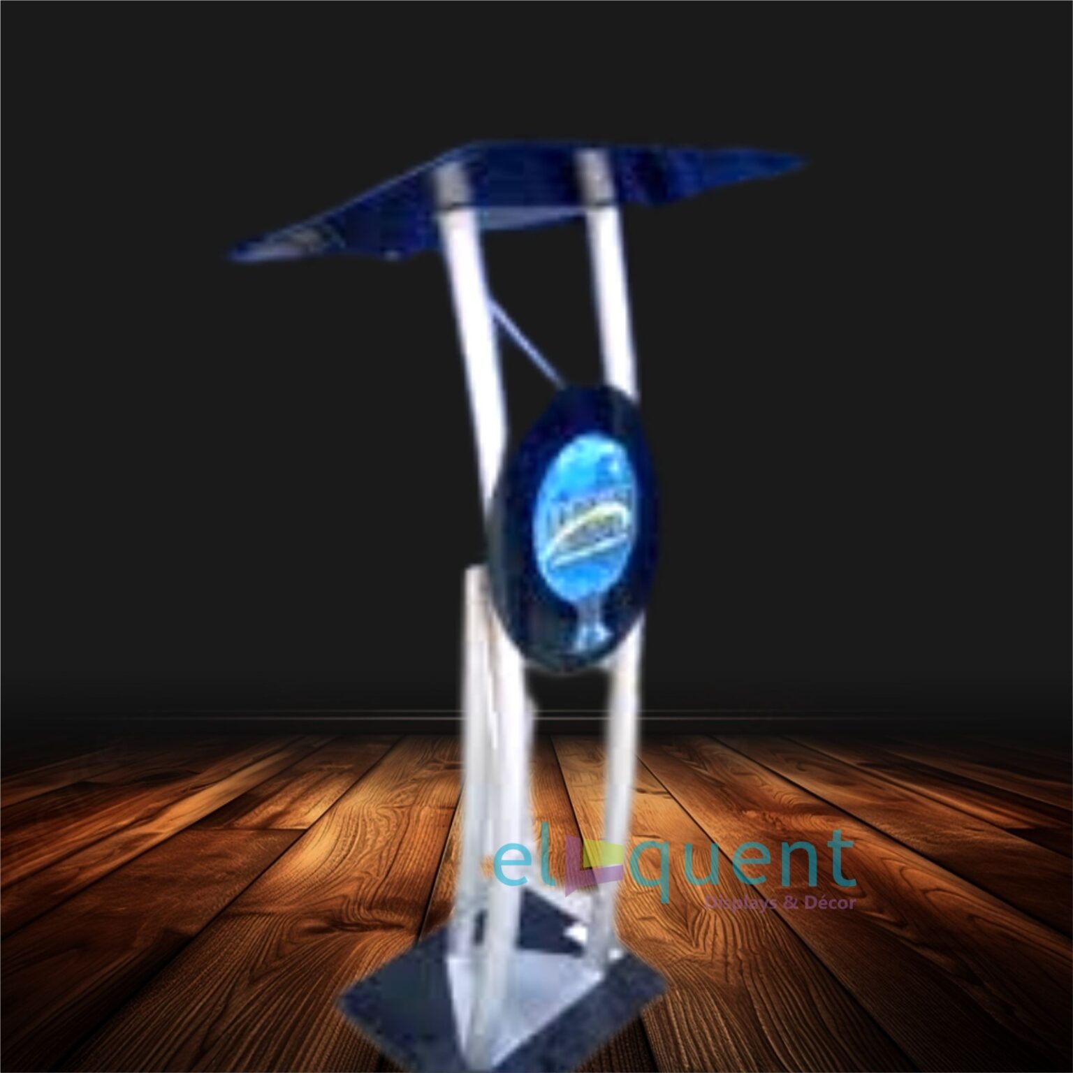 Sleek Blue Tripod Pulpit - Eloquent Displays & Decor