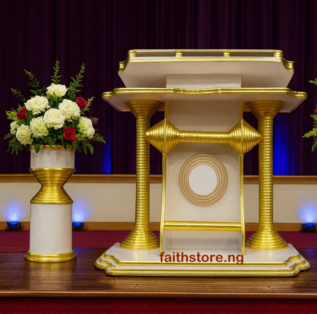 Golden Pulpit for Modern Church with Flower Vases - Eloquent Displays ...